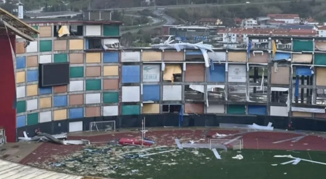 Estádio da U. Leiria destruído após passagem da depressão Kristin